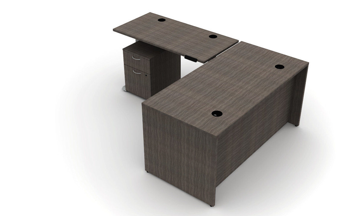 Hon Mod Height Adjustable L-Desk with Mobile Ped | OfficeChairsUSA
