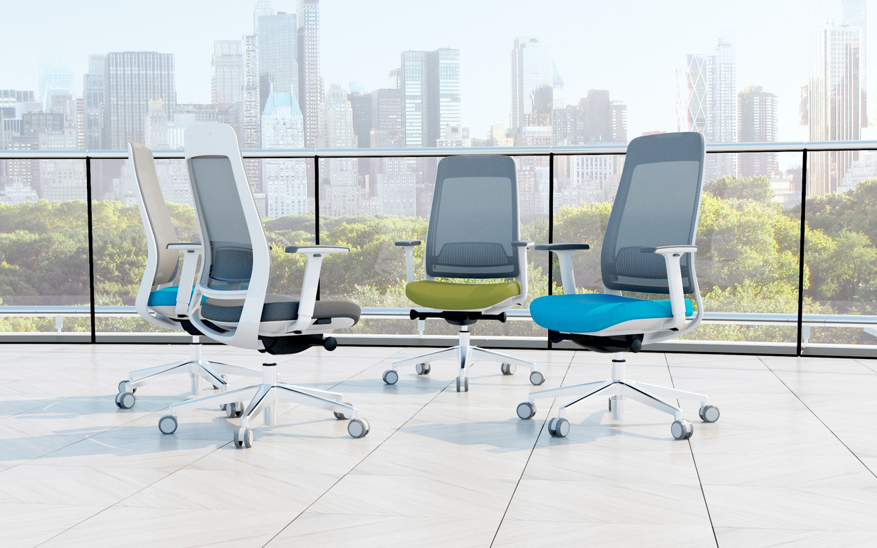 AMQ Siya White Frame Task Chair | OfficeChairsUSA