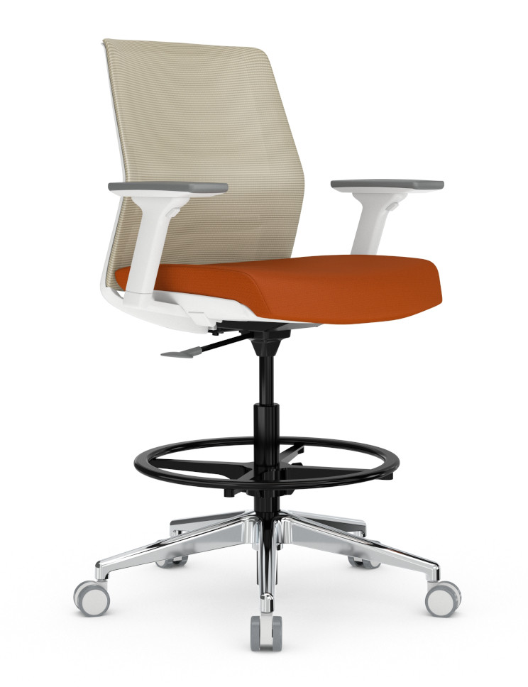 Zilo White Frame Stool | OfficeChairsUSA