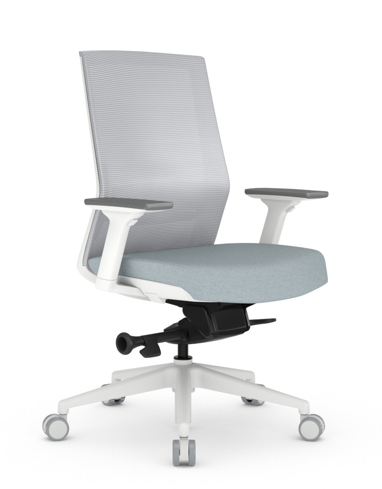 Zilo Grey Mesh White Frame Conference Task Chair | OfficeChairsUSA