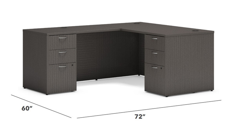 HON L-Shaped Office Desk with Locking Drawers - Laminate