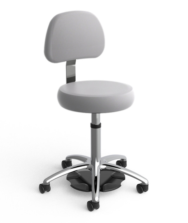 Medical Rolling Stool with Back - Hands-Free Height Adjustment