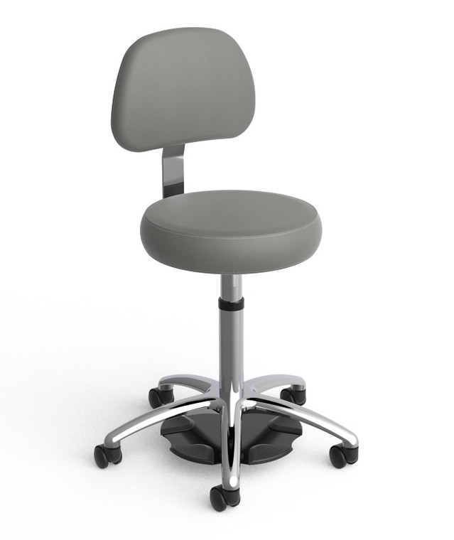 Medical Rolling Stool with Back - Hands-Free Height Adjustment