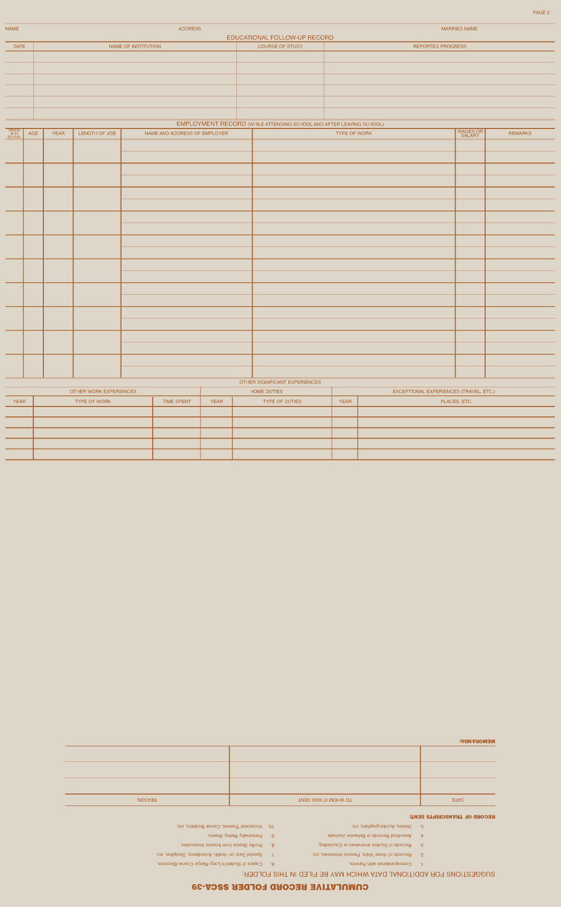 Student Cumulative Record Folder, Manila (SSCA39) - Supreme School Supply