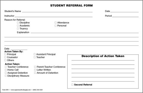 Student Referral Form (SRF1) - Supreme School Supply