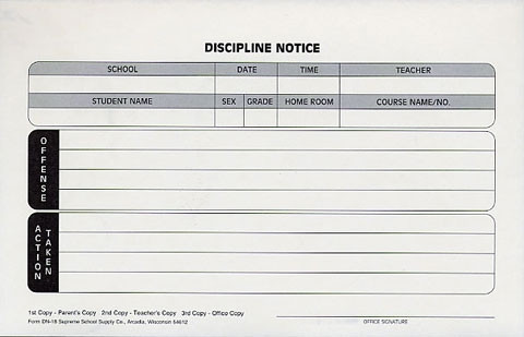 Discipline Notice, Triplicate (DN18) - Supreme School Supply
