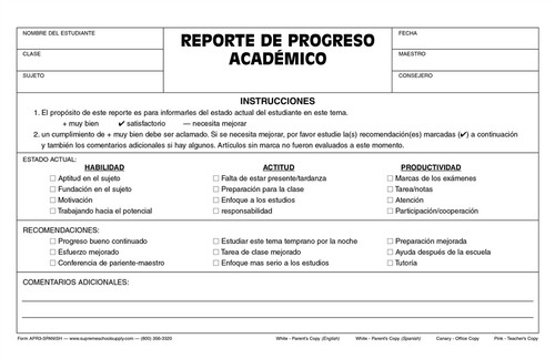 School Books & Forms - Progress Reports - Supreme School Supply