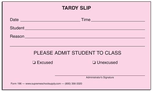 Tardy Slips (196) - Supreme School Supply