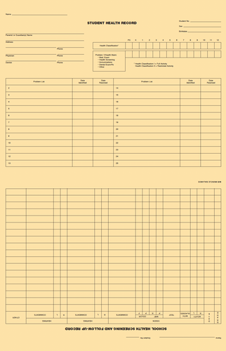 Student Health Record - MN#1 Version L (PHRMN1L) - Supreme School Supply