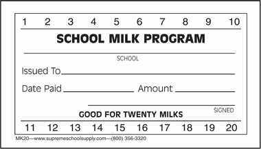 Milk Tickets, 20 Punches (MK20) - Supreme School Supply