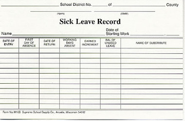 Sick Leave Record (M16B) - Supreme School Supply