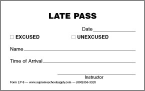 Late Pass (LP-8) - Supreme School Supply