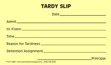 Tardy Slips, Yellow (196M) - Supreme School Supply