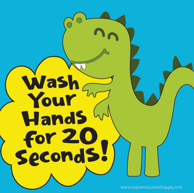 Wash Hands Dino Sticky Note Pad (POST14) - Supreme School Supply