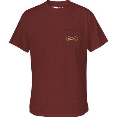 DRAKE Mens Old School Bar Barn Red SS Tee DT9275-BNR