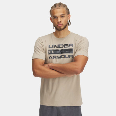 UNDER ARMOUR Mens Stacked Logo Fill City Khaki/Black T-Shirt 1361903-300