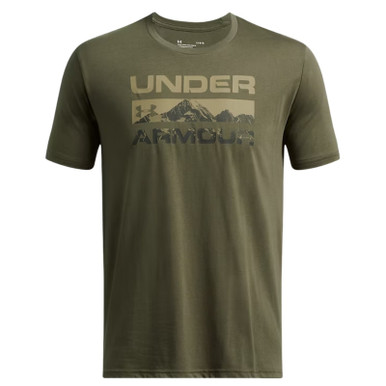UNDER ARMOUR Mens Stacked Logo Fill Marine OD Green T-Shirt 1361903-391