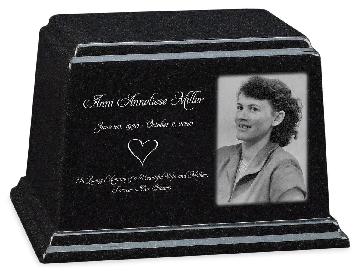 Photo Black Granite Ark Pet Cremation Urn - 3 Sizes