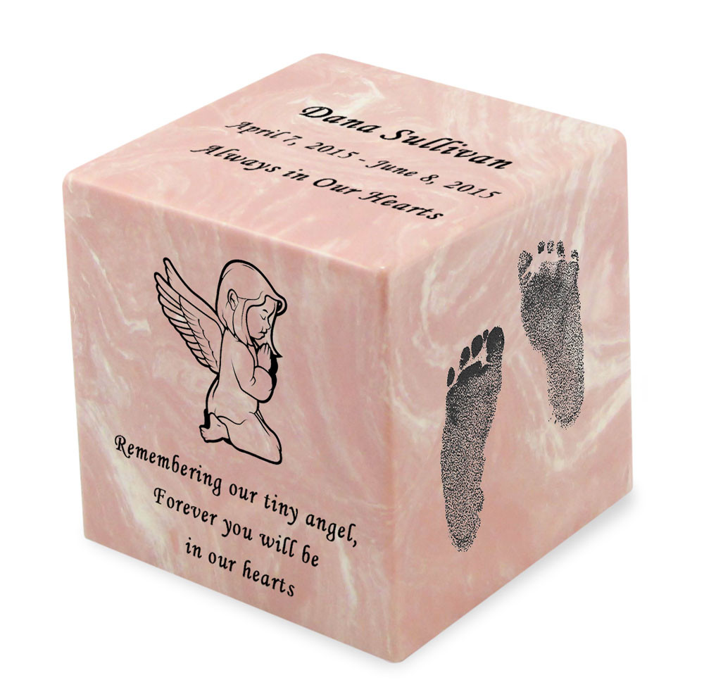Your Child's Prints White Small Cube Infant Cremation Urn