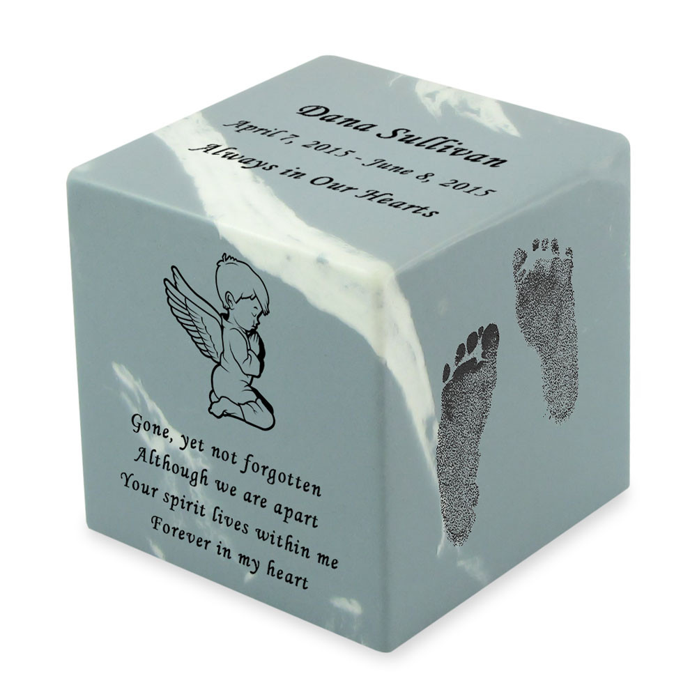Your Child's Prints White Small Cube Infant Cremation Urn