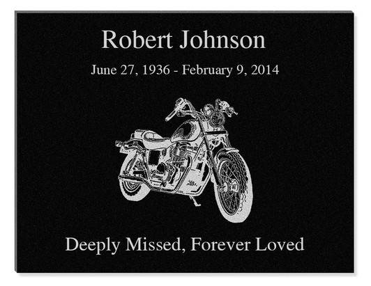 Motorcycle Grave Marker Black Granite Engraved Memorial Headstone