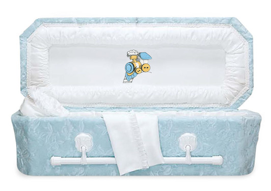 Plush Fabric and Wood Infant Child Caskets