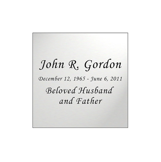 Custom engraved nameplates for urns and memorials