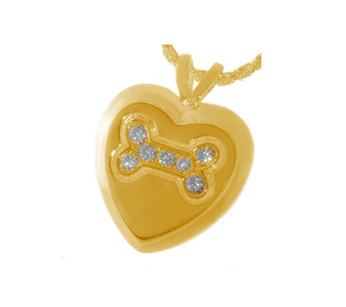 Stone Dog Bone Heart Cremation Jewelry in Sterling Silver