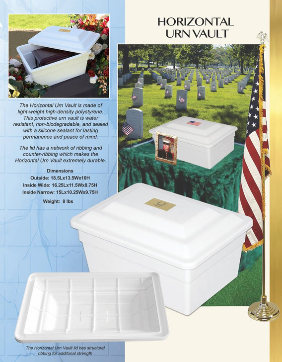 Economy Horizontal Polyguard Urn Burial Vault for a cremation urn