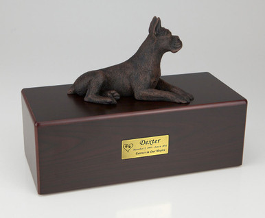 Bronze Boxer Dog Figurine -Simply Walnut- Pet Urn - 415