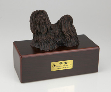 Bronze Maltese Dog Figurine -Simply Walnut- Pet Urn - 443