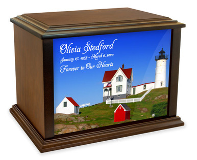 Cape Neddick Nubble Lighthouse Eternal Reflections Wood Cremation Urn