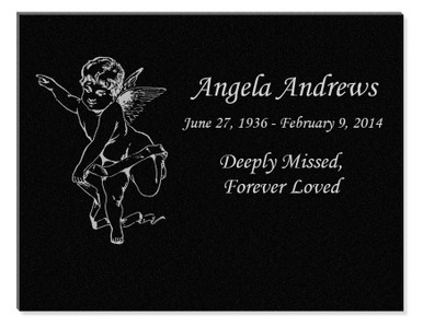 Cherub Engraved Plaque Granite Memorial 11x8.5
