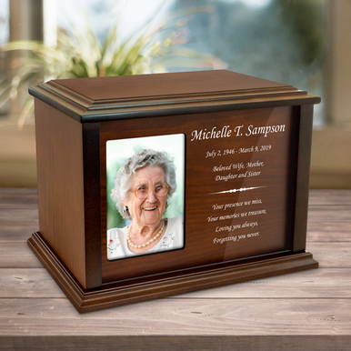 Devotion Rectangle Photo Frame Wood Cremation Urn