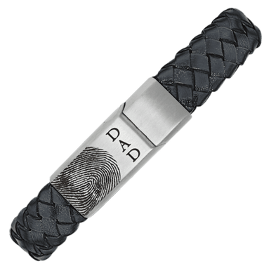 Prints and Signature Leather Band Stainless Steel Memorial Bracelet