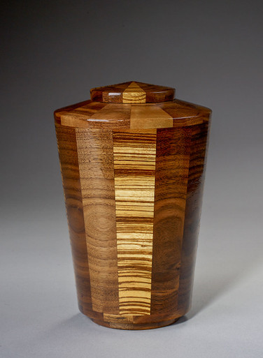 Small Almighty Black Walnut and Zebrawood Wood Cremation Urn