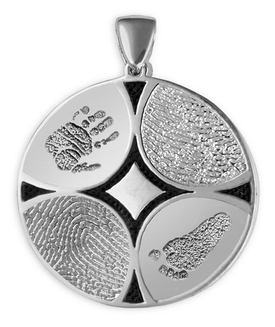 Family Ties Thumbies Fingerprint Sterling Silver Charm - 4 Prints
