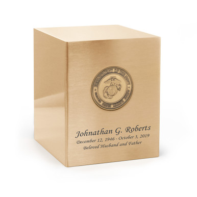 Marine Corps Medallion Seamless Bronze Cremation Urn