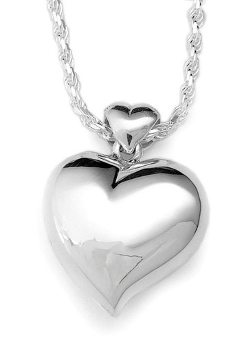 Offset Heart Sterling Cremation Jewelry Pendant Necklace for Ashes