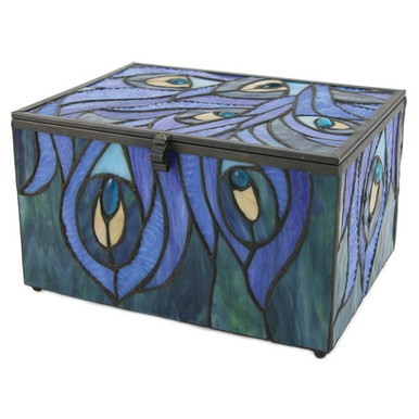 Paragon Peacock Large Stained Glass Memory Chest