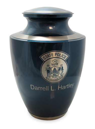 Police Trinity Moonlight Blue Brass Cremation Urn