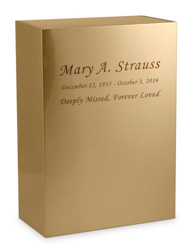 Sheet Bronze Inset Snap-Top Niche Cremation Urn with Engraved Plate