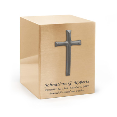 Cross Seamless Bronze Cremation Urn