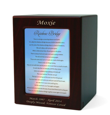 Small Rainbow Bridge 3 Cherry Finish Pet Cremation Urn