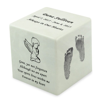 Your Child's Prints White Small Cube Infant Cremation Urn