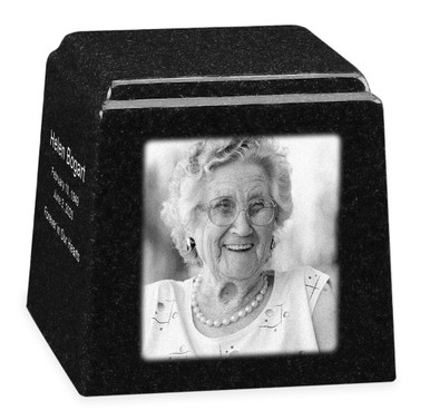 Photo Black Granite Promise Cube Keepsake Cremation Urn