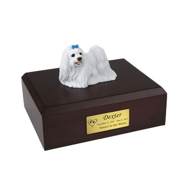 Blue Ribbon Maltese Dog Figurine Pet Cremation Urn - 963