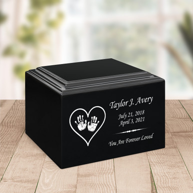Handprints in Heart Baby Infant Child Stonewood Cremation Urn