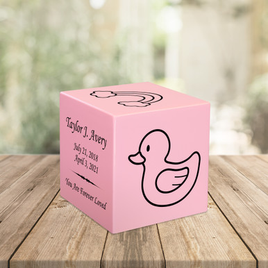 Rubber Duck Baby Infant Child Stonewood Cube Cremation Urn