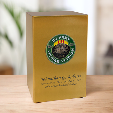 Vietnam Veteran Hero Medallion Bronze Finish Beaumont Cremation Urn ...